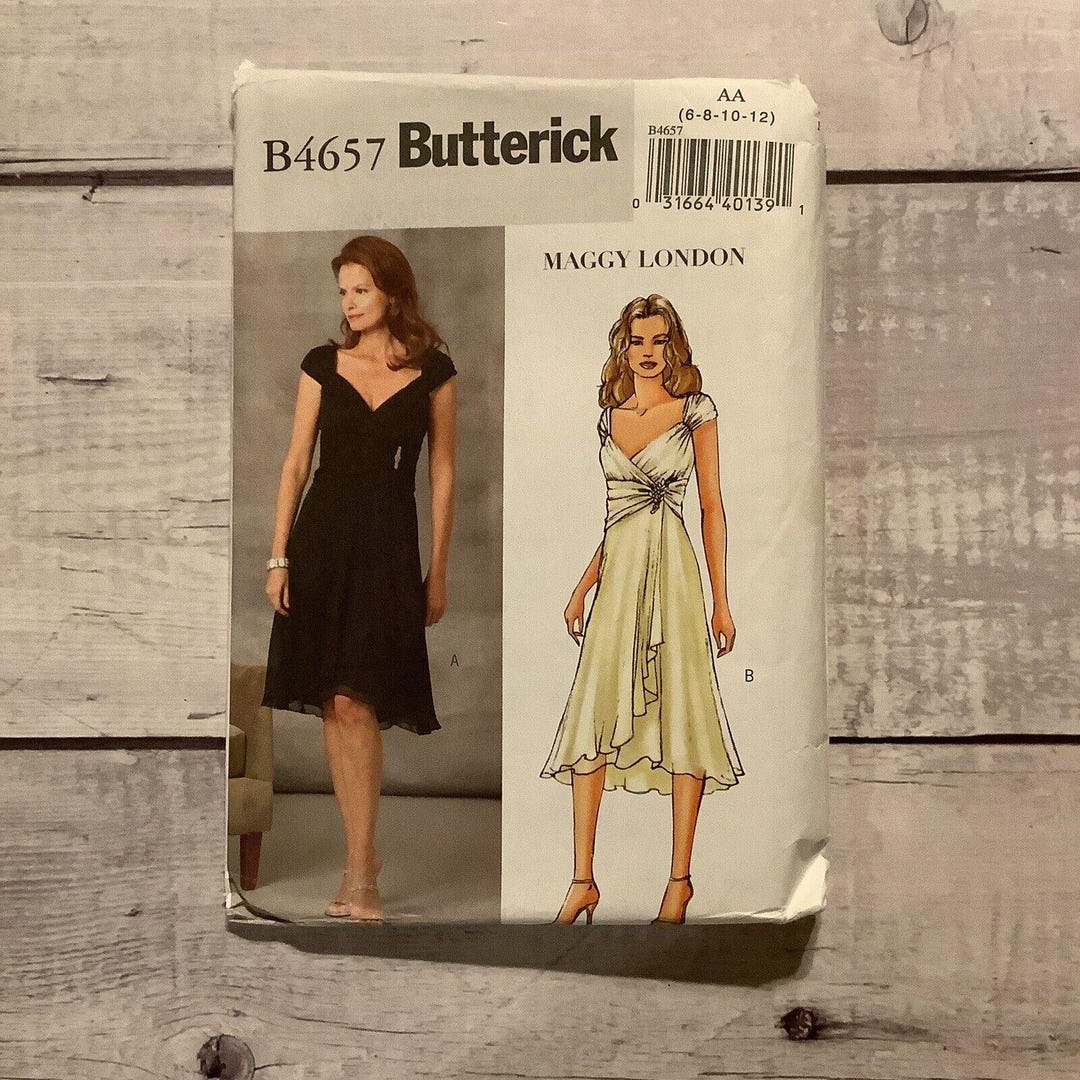 Butterick 4657 Sewing Pattern Wrap Front Party Dress Misses Sizes 6-12 ...