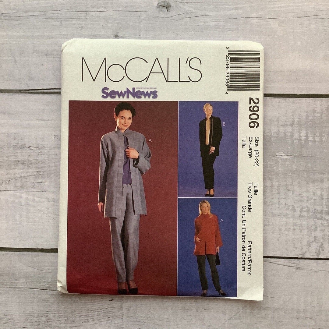 Mccalls 2906 Sewing Pattern Jacket Pants Top Misses Size XL 20-22 UNCUT ...