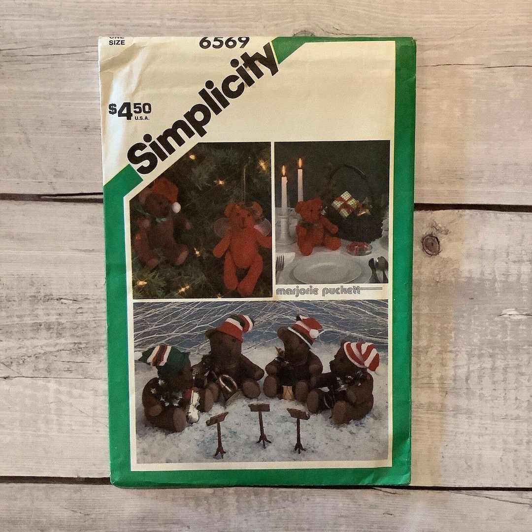 Simplicity 6569 Sewing Pattern Stuffed Bears Jointed Moveable Arms Legs ...