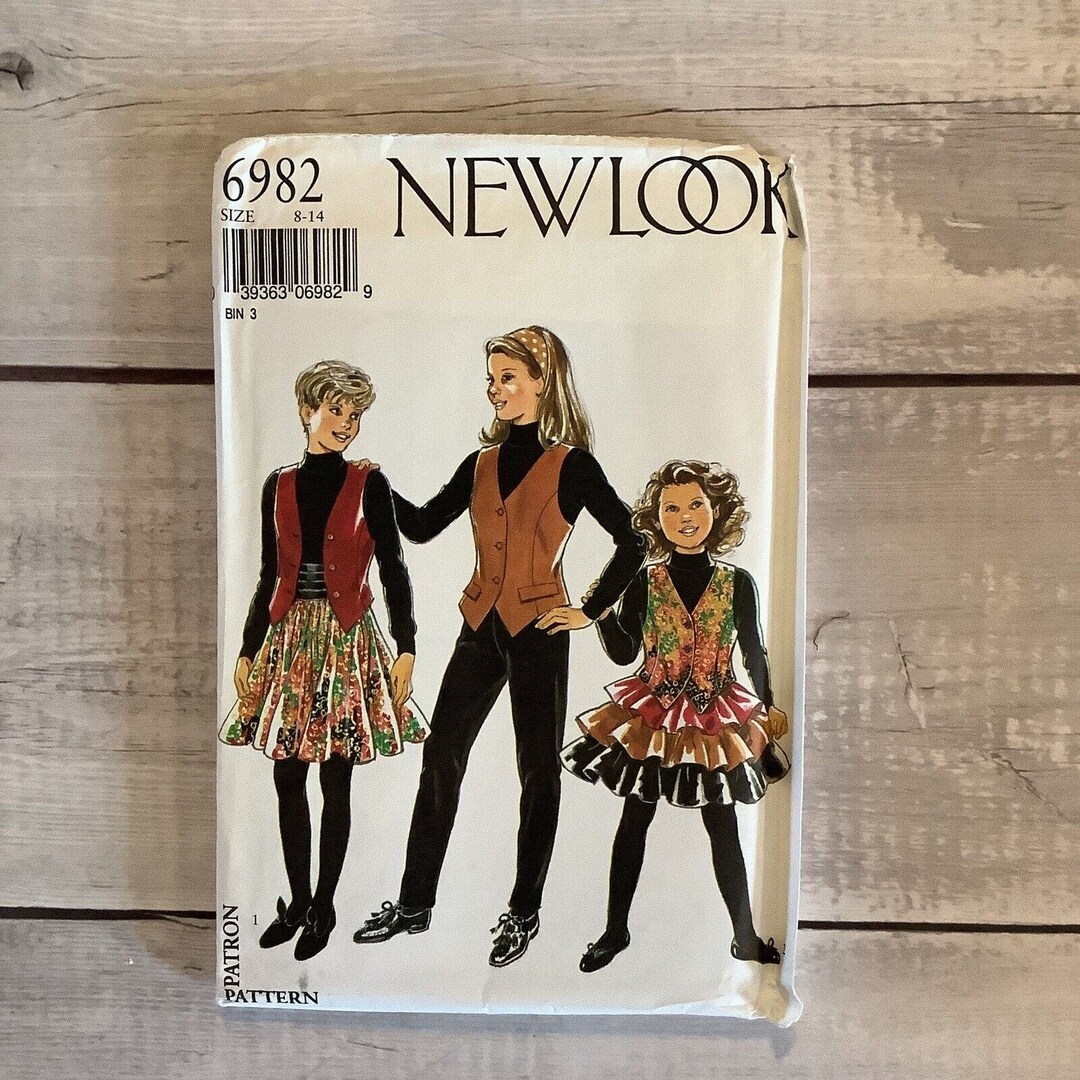 New Look 6982 Sewing Pattern Ruffle Skirt Vest Pants Girls Child Sz 8 ...