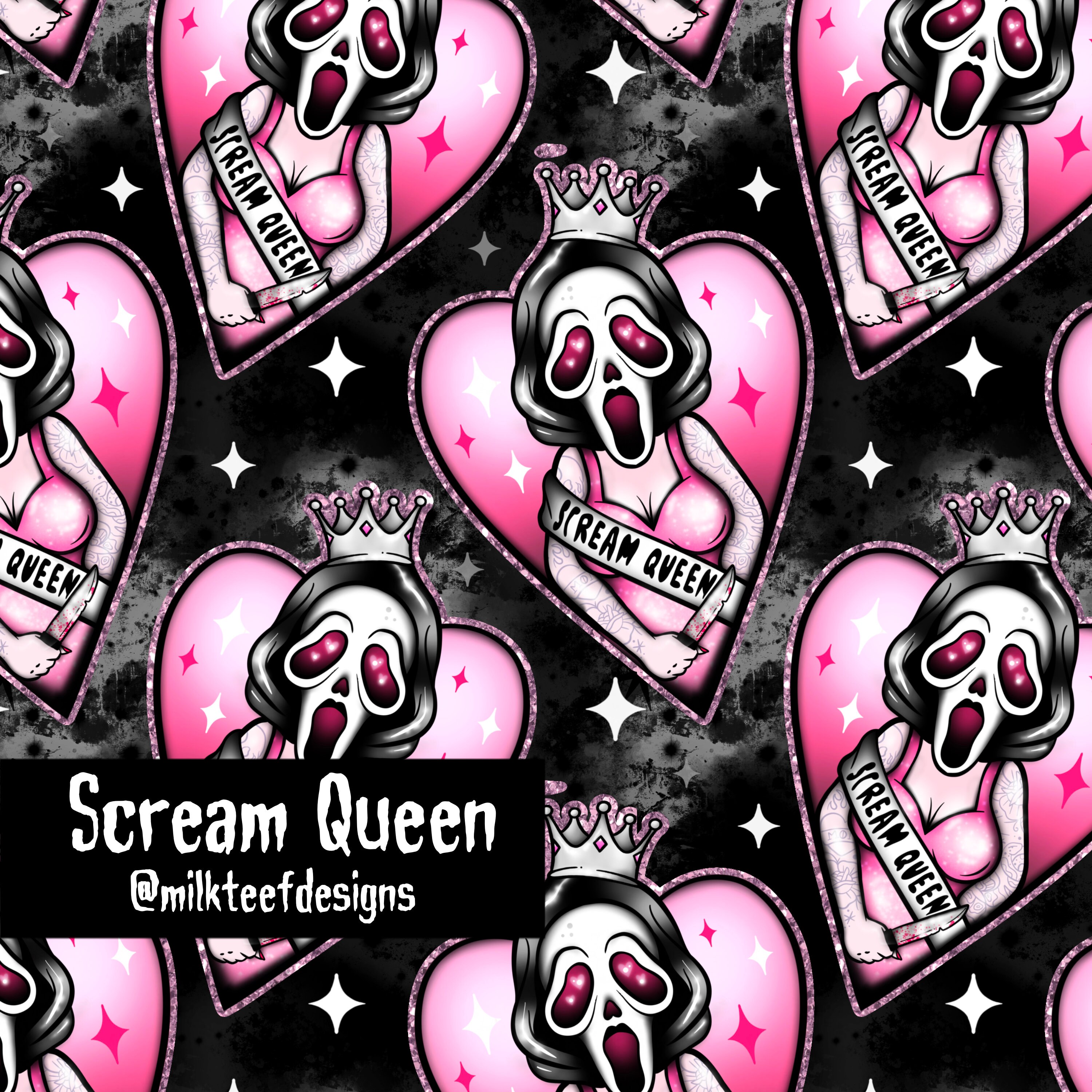 SCREAM QUEEN Black / Seamless Pattern / Surface Pattern - Etsy