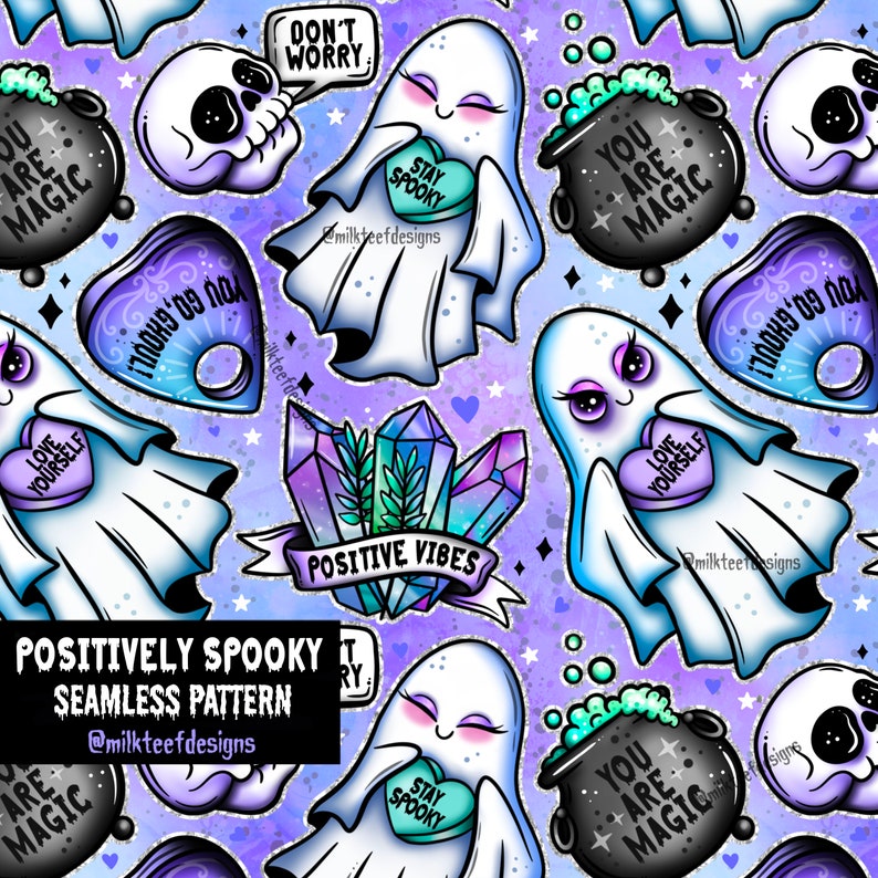 POSITIVELY SPOOKY Purple / Seamless Pattern / Surface Pattern - Etsy