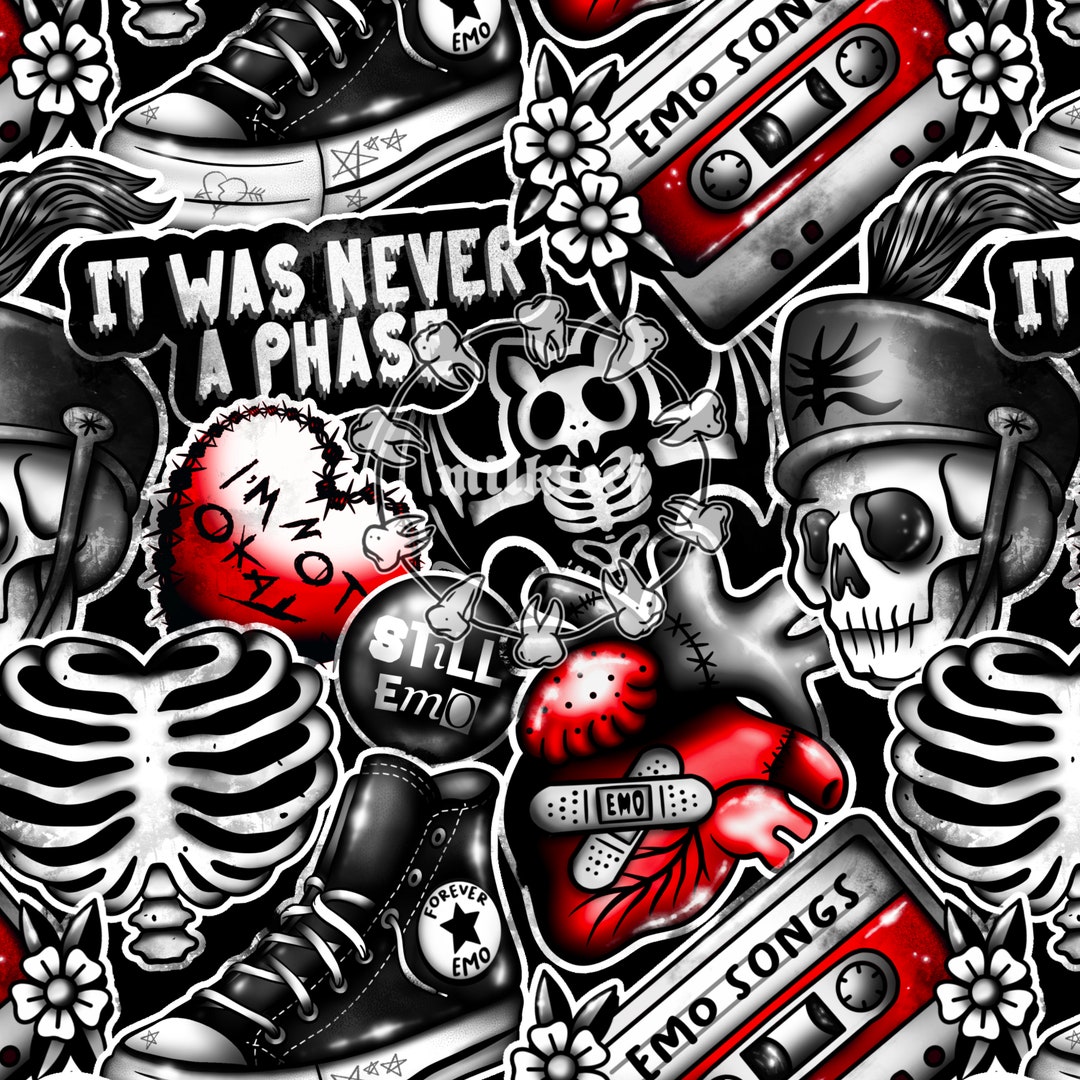 Emo Stickerbomb Seamless Pattern / Surface Pattern - Etsy