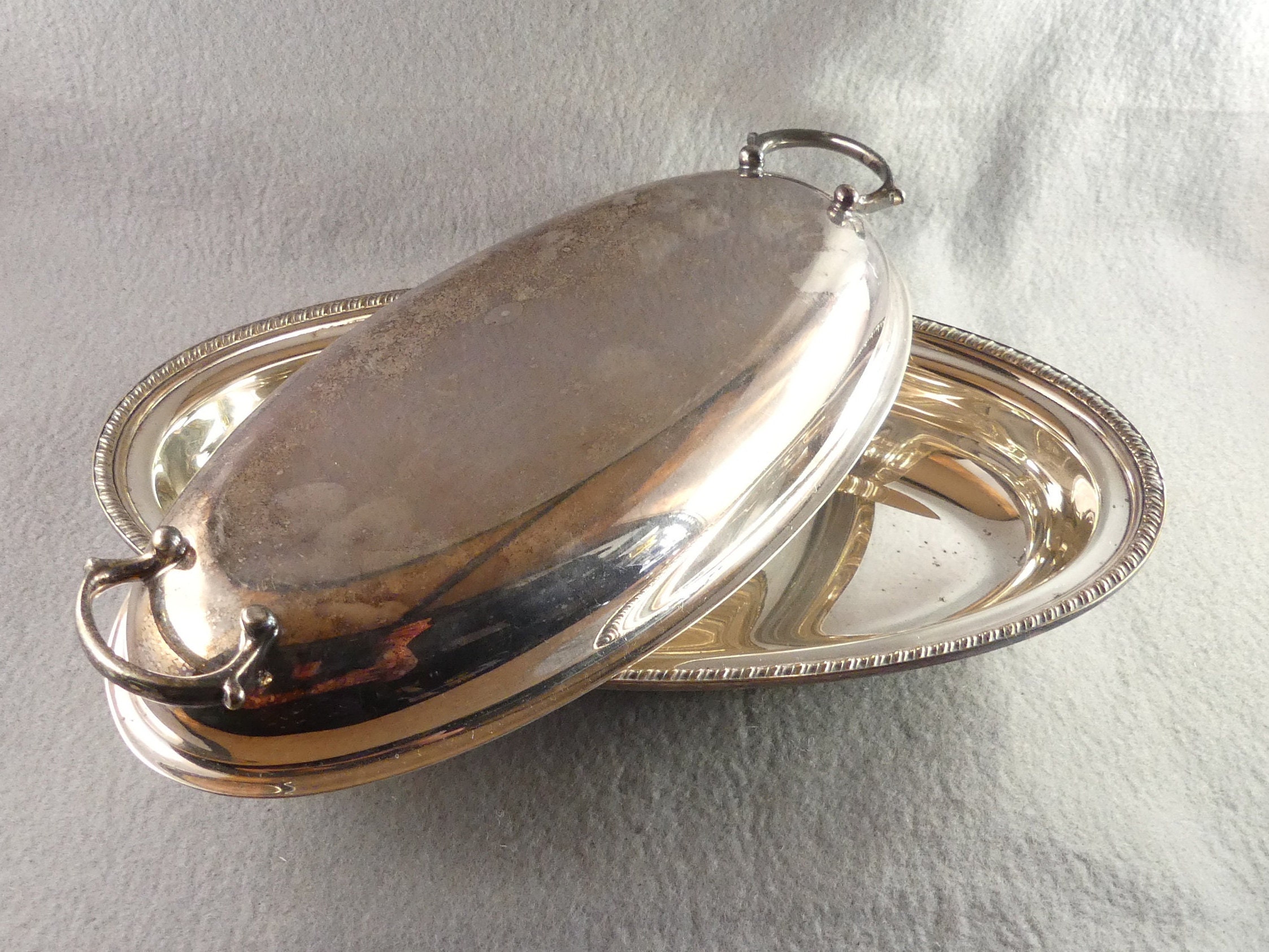 Lidded Fish Tureen Crusader Plate Gadrooned Silver Plated Oval Dish ...