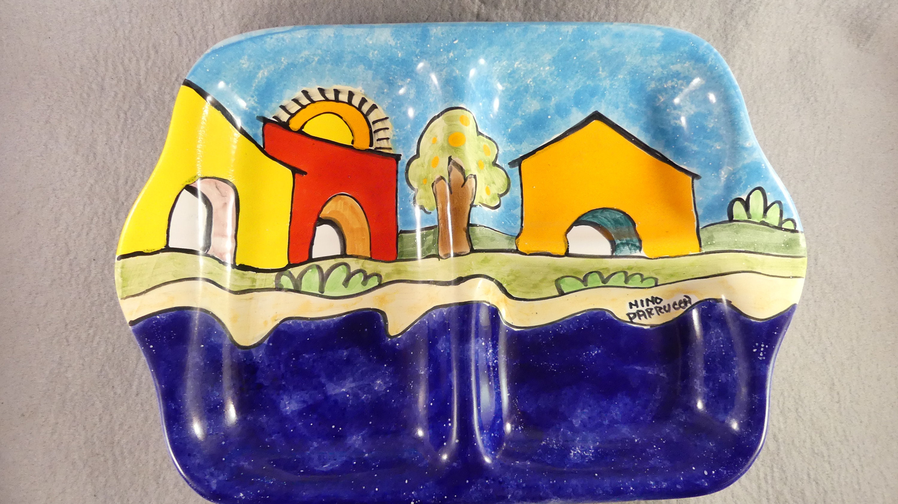 Nino Parrucca Vintage Collectable Italian Pottery Hand Painted Large ...