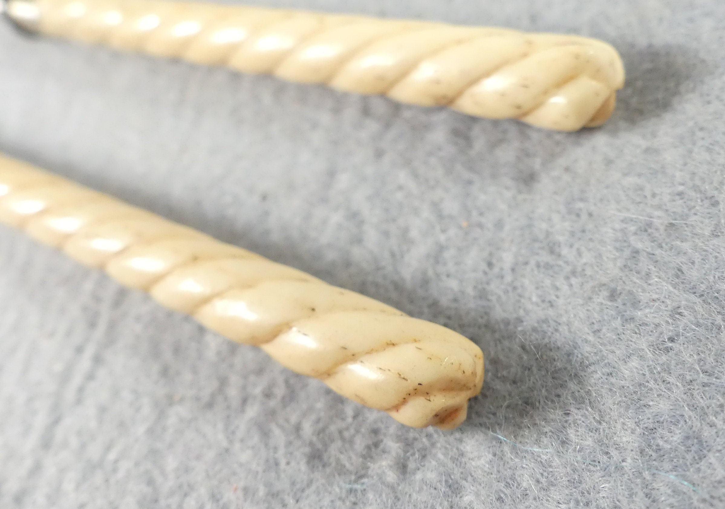 Antique Pickle Forks Pair Set of 2 Carved Twisted Real Bone Handles ...