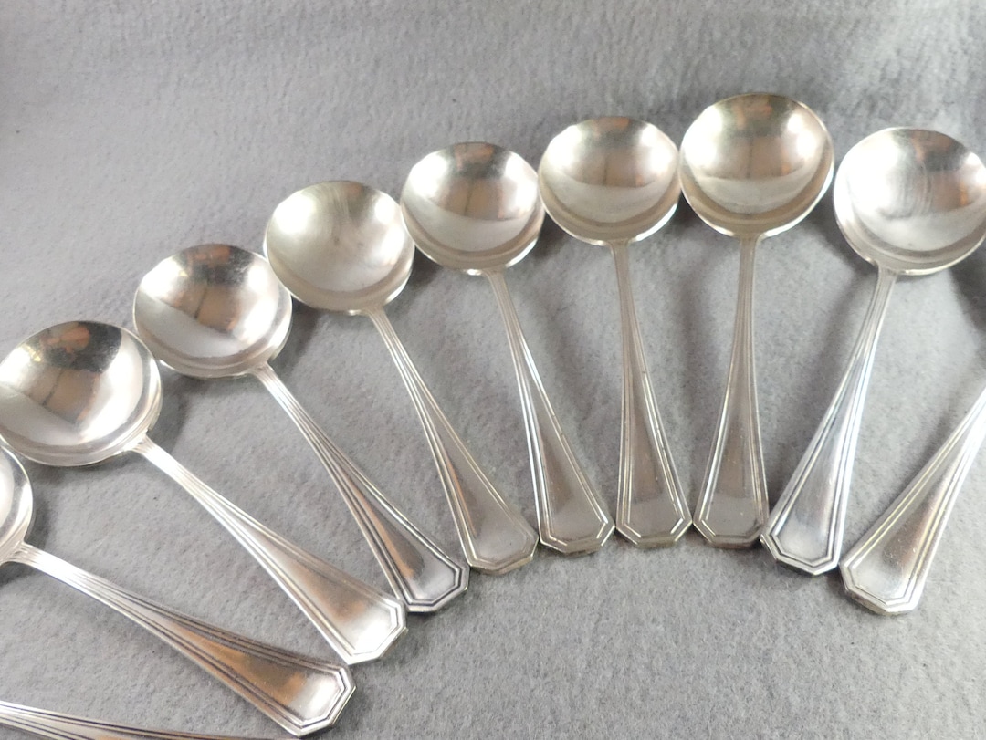 Vintage Soup Gumbo Bouillon Table Spoons Set of 10 Silver Plated R ...