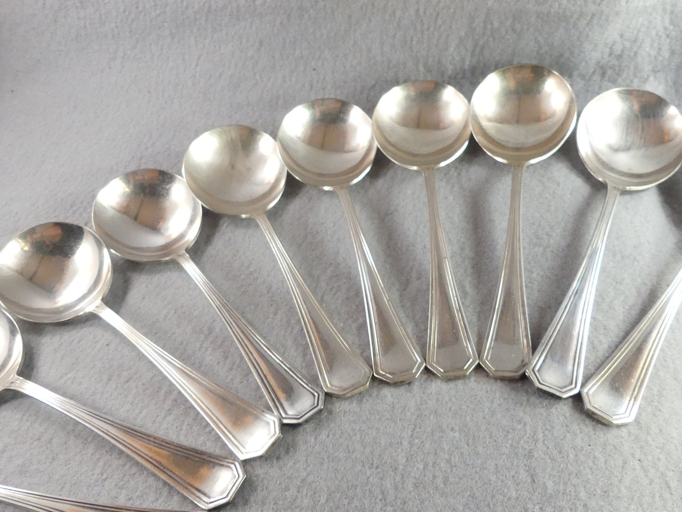 Vintage Soup Gumbo Bouillon Table Spoons Set of 10 Silver Plated R ...