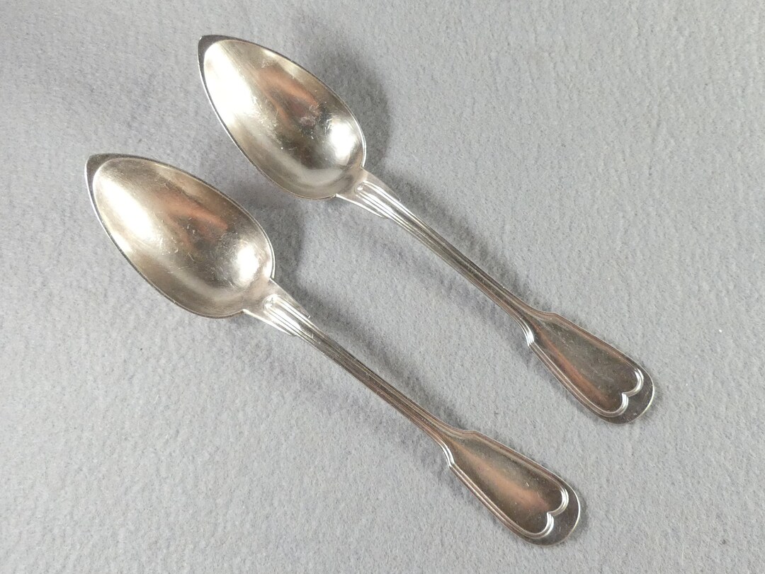 Antique Table Spoons Pair Silver Plated Fiddle and Thread Chinon ...