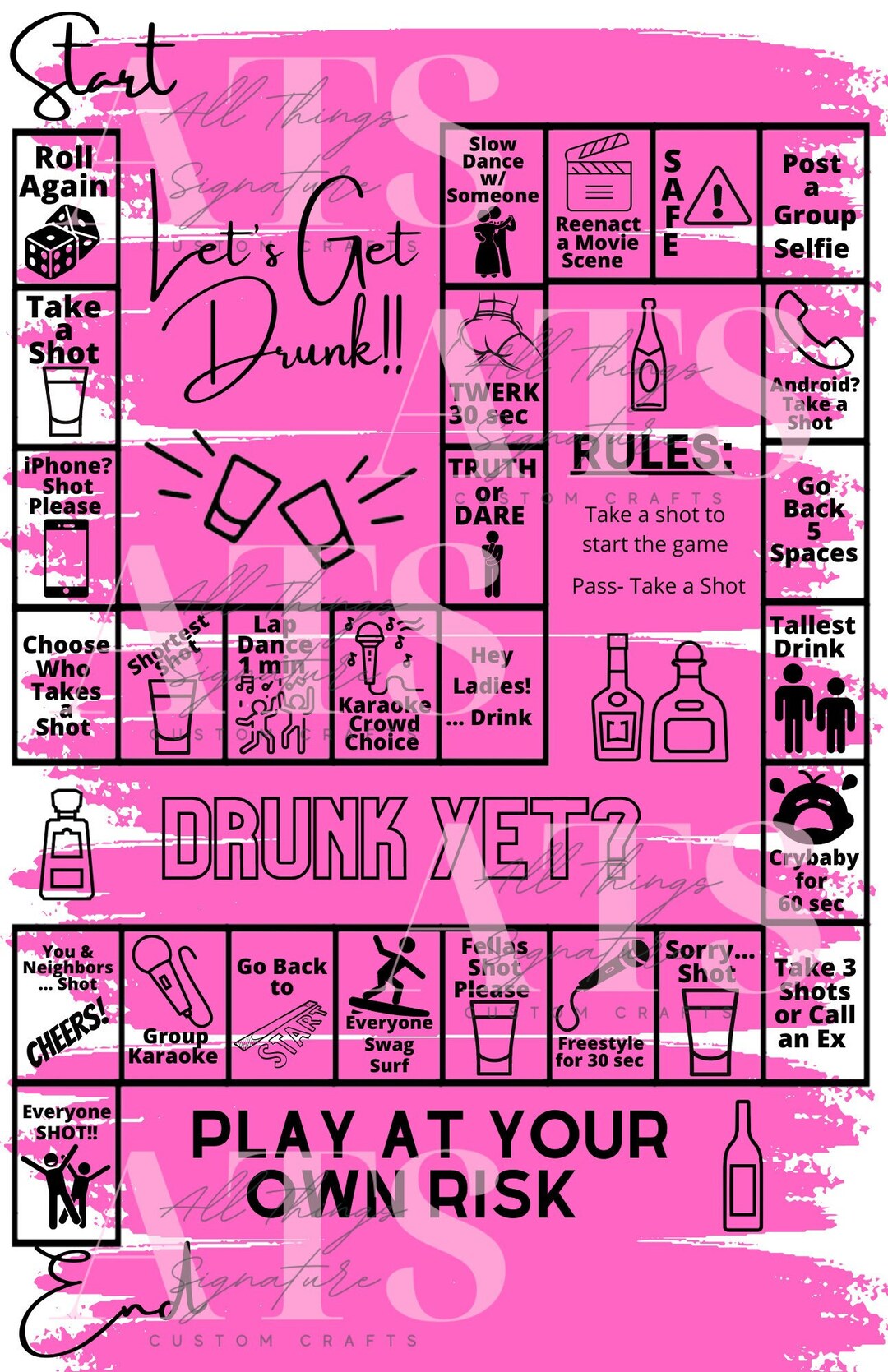 EDITABLE Let's Get Drunk Template-drinking Game-digital DOWNLOAD - Etsy