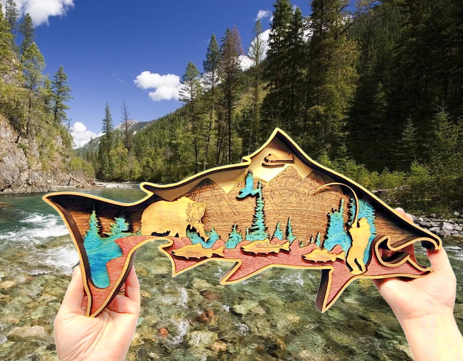 Digital File 6 Layer Salmon 'humpy' Art Piece - Etsy