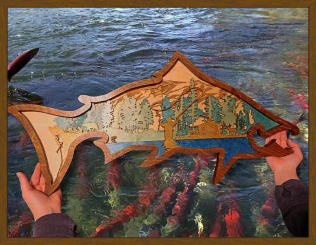 Digital File - XXL 6 Layer Salmon 'humpy' - Art Piece Formatted for ...