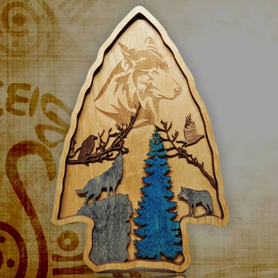 Digital File 4 Layer Wolf Arrowhead Art Piece Formatted - Etsy