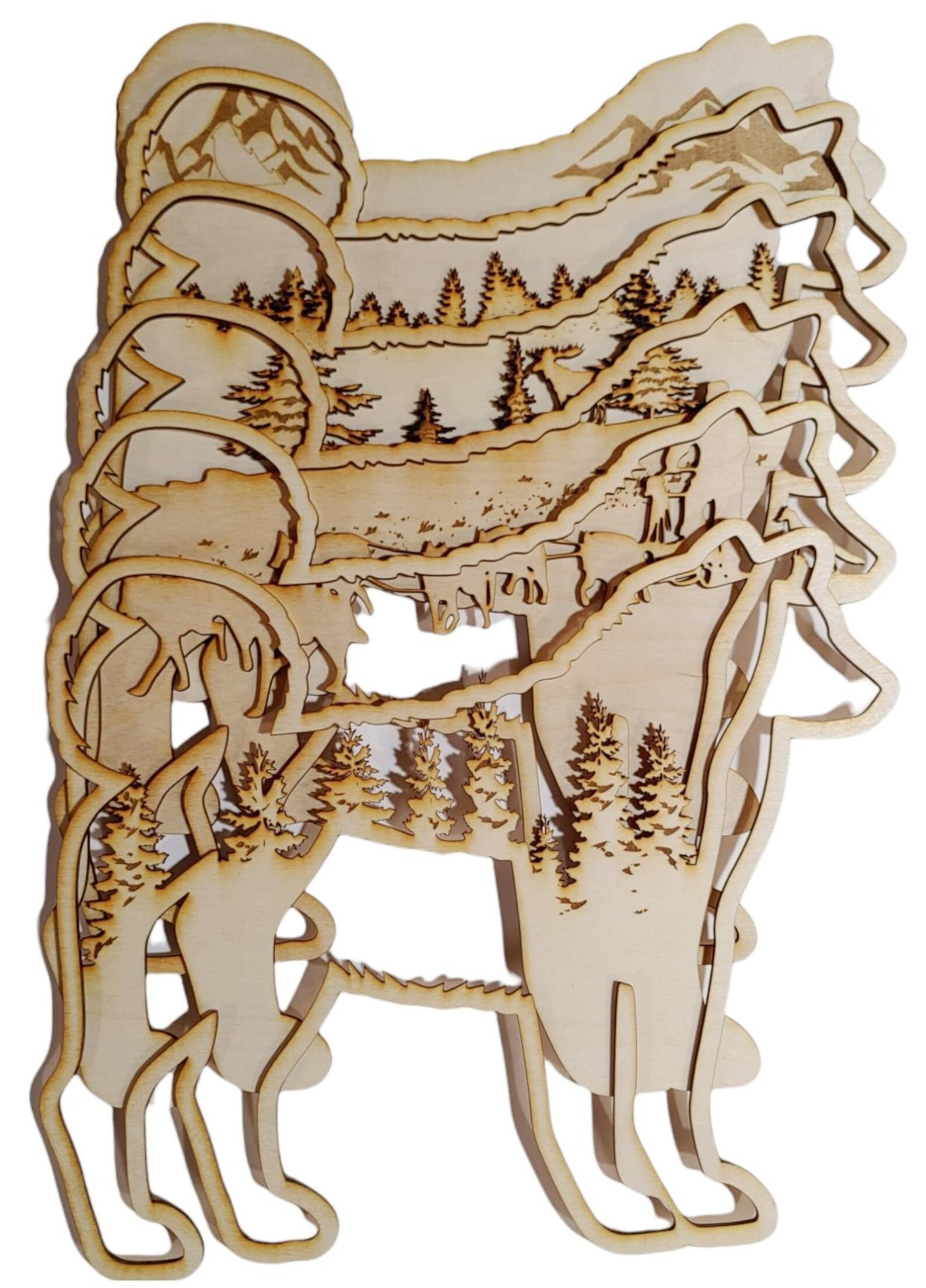 Digital File - 6 Layer Sled Dog - Art Piece Formatted for Glowforge or ...