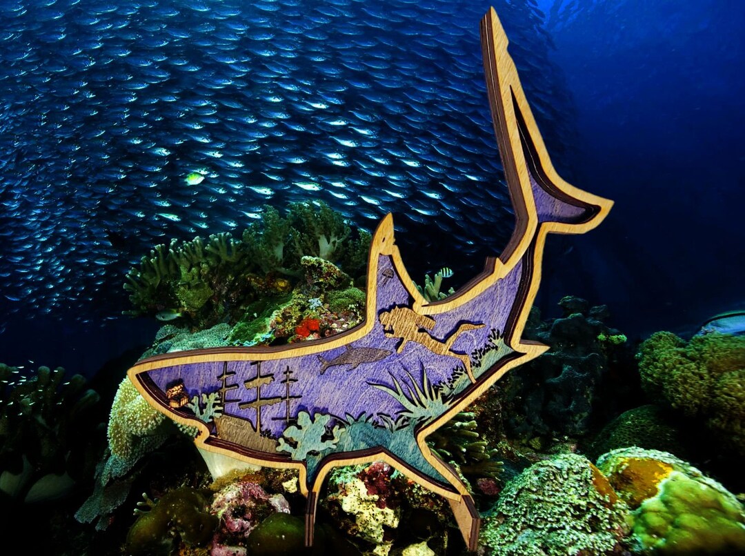 Digital File - 5 Layer Shark - Art Piece Formatted for Glowforge or ...