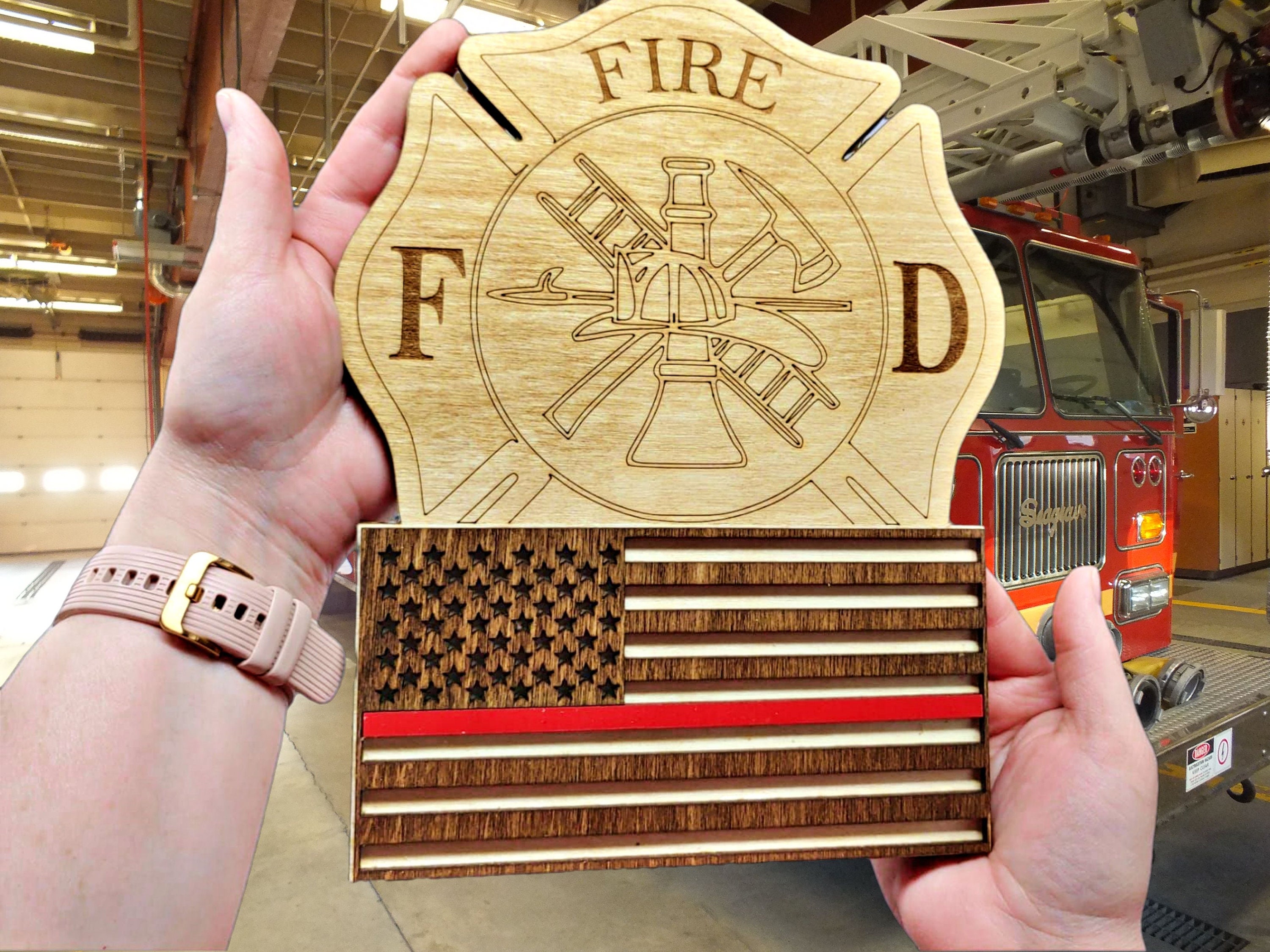 Digital File - 4 Layer Fire Department Red Line Flag - Art Piece ...