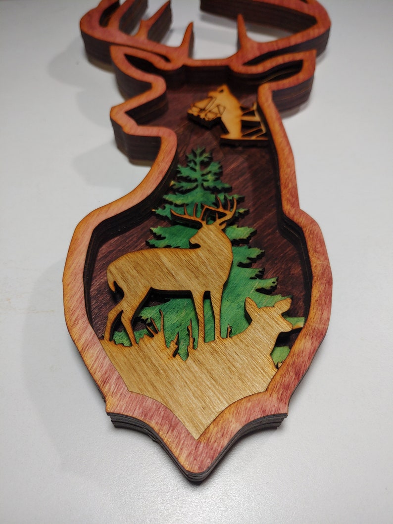 Digital File - 5 Layer Deer - Art Piece Formatted for Glowforge or ...