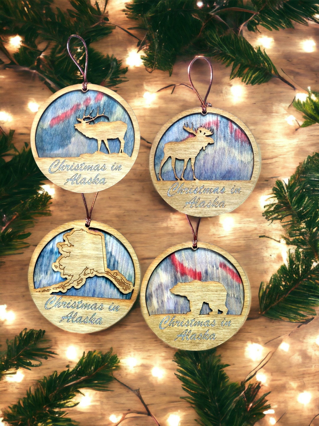 Christmas in Alaska Ornaments, Set of 4 - Etsy