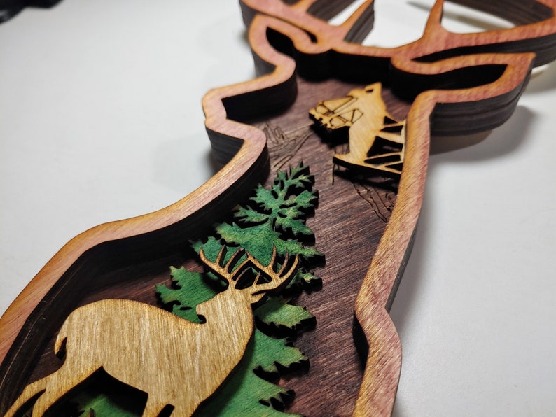 Digital File - 5 Layer Deer - Art Piece Formatted for Glowforge or ...