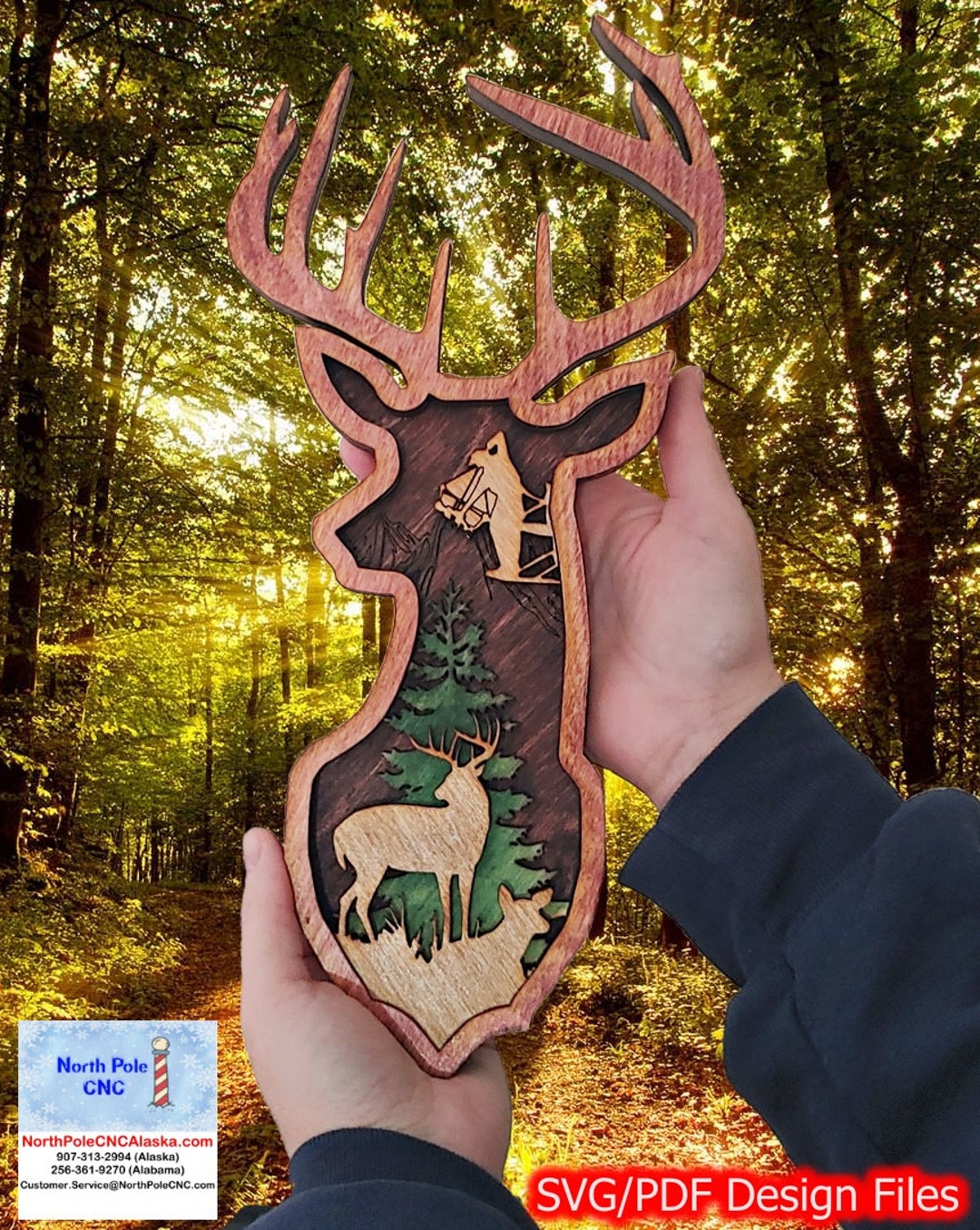 Digital File - 5 Layer Deer - Art Piece Formatted for Glowforge or ...