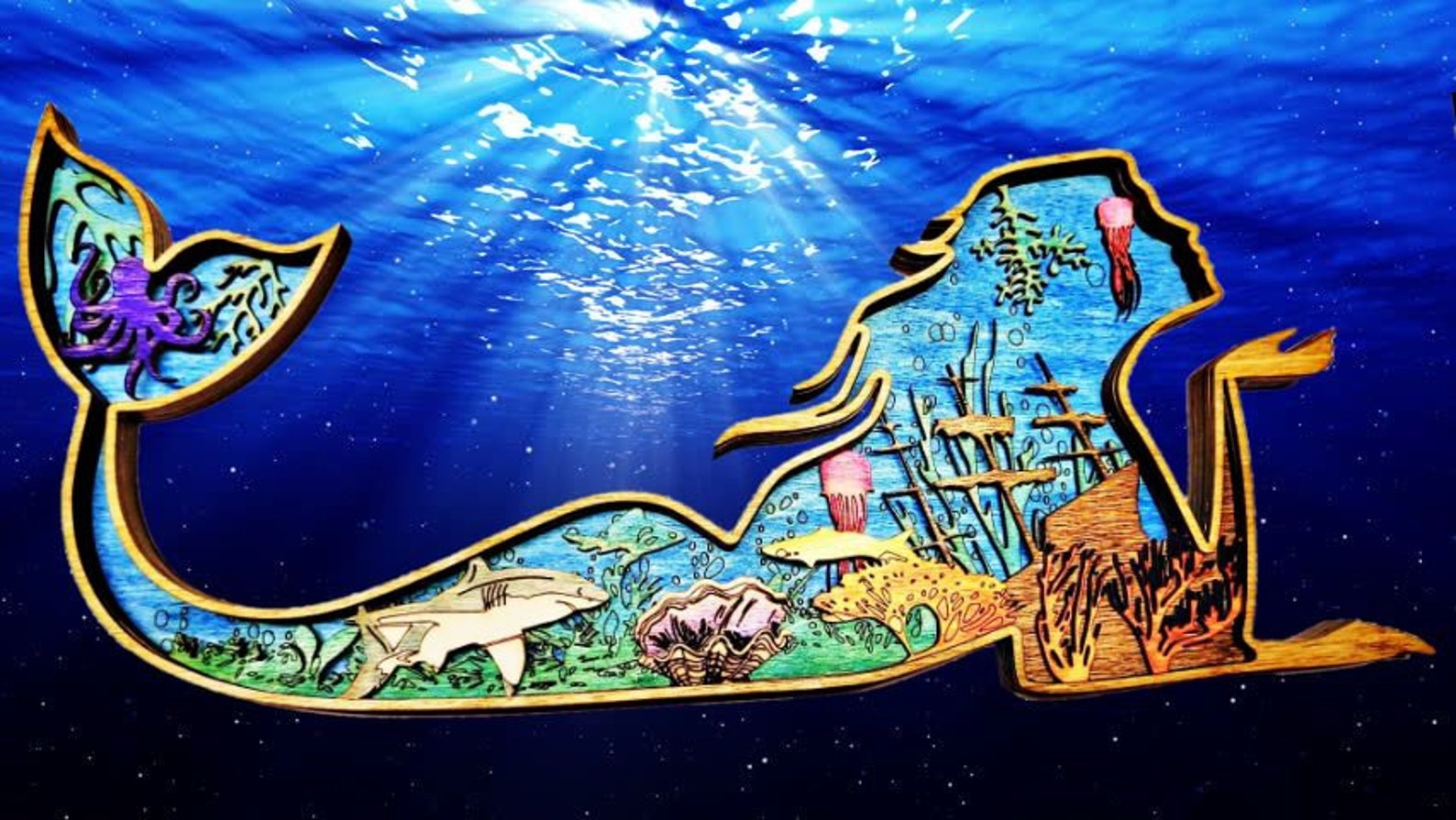Digital File - 5 Layer Mermaid - Art Piece Formatted for Glowforge or ...