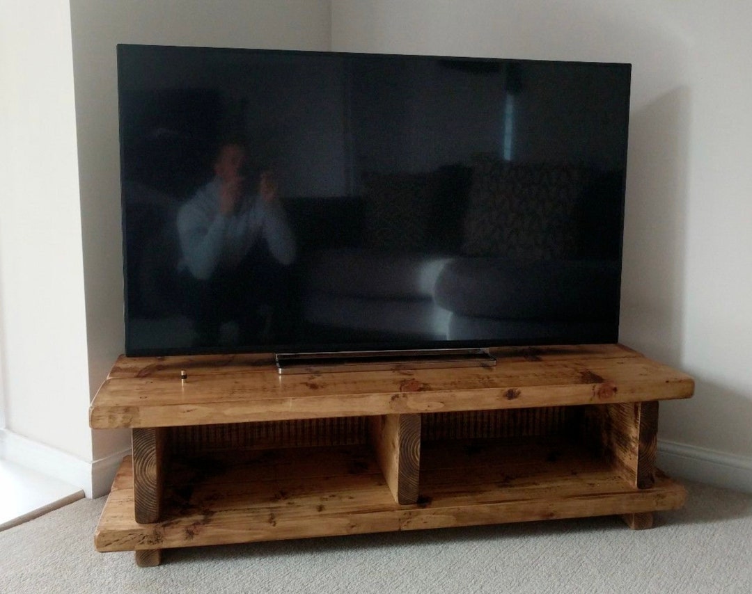 Wooden Chunky TV Unit Flat Screen TV Stand Media Console Table Solid ...