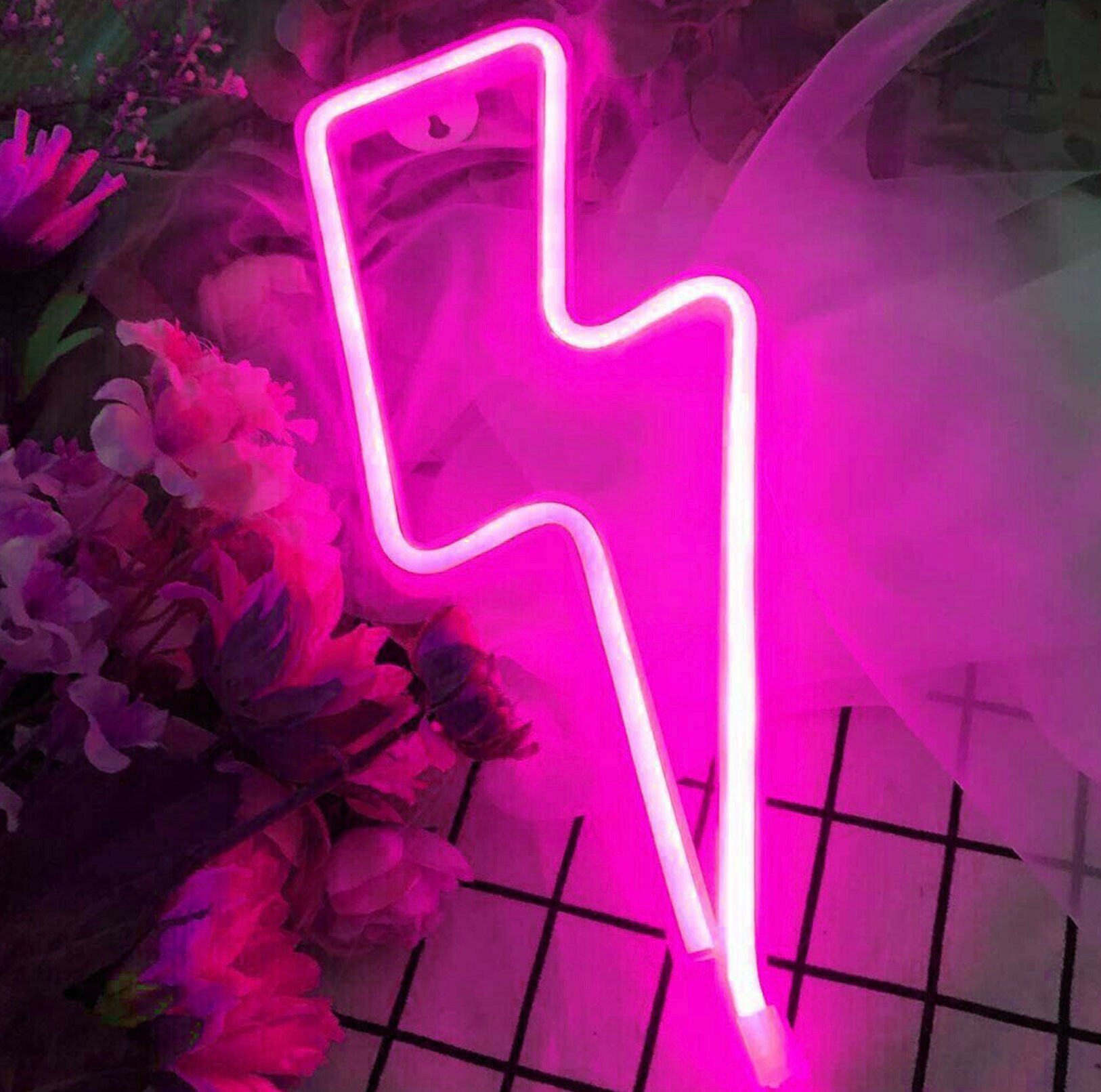 Pink Lightning Bolt Night Lights LED Neon Signs USB Battery | Etsy