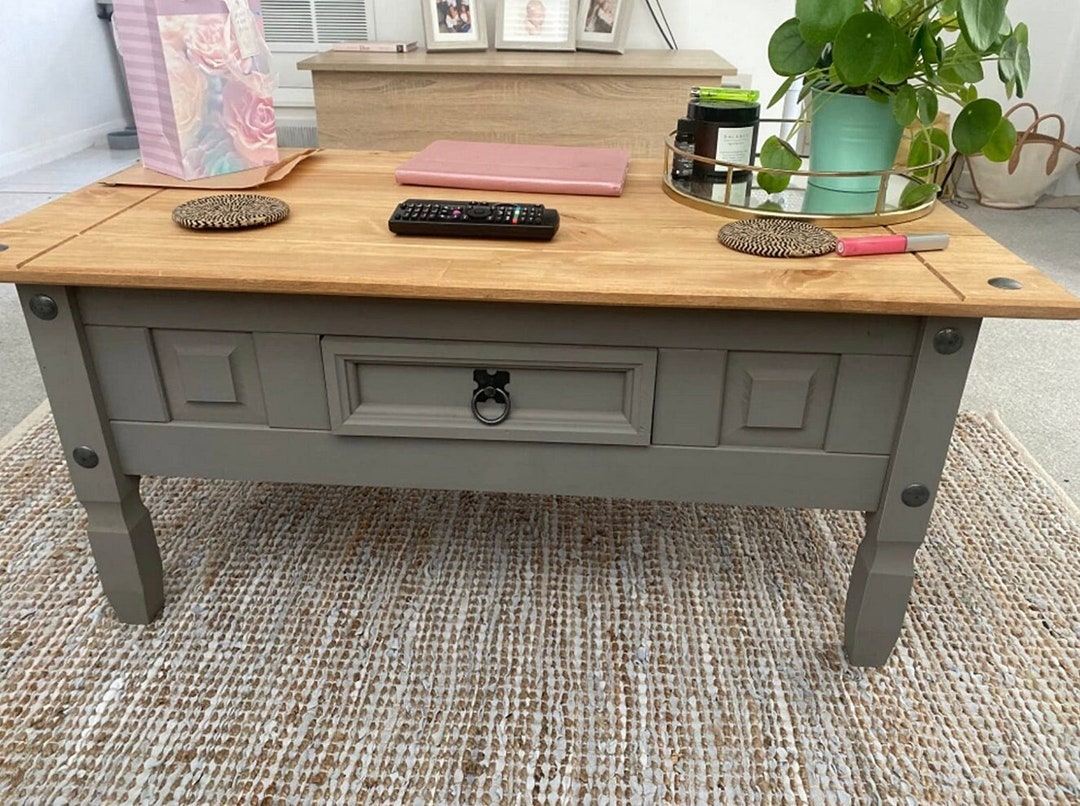 Wooden Coffee Table Corona Minimalist Grey Mexican Coffee Table ...