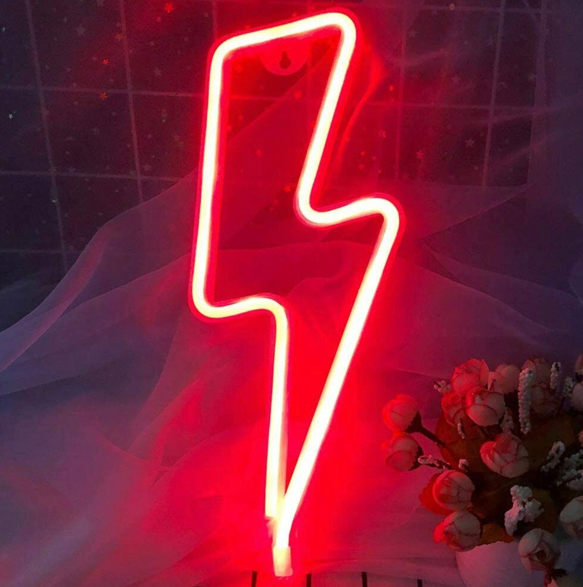 Red Lightning Bolt Night Lights LED Neon Signs USB Battery - Etsy