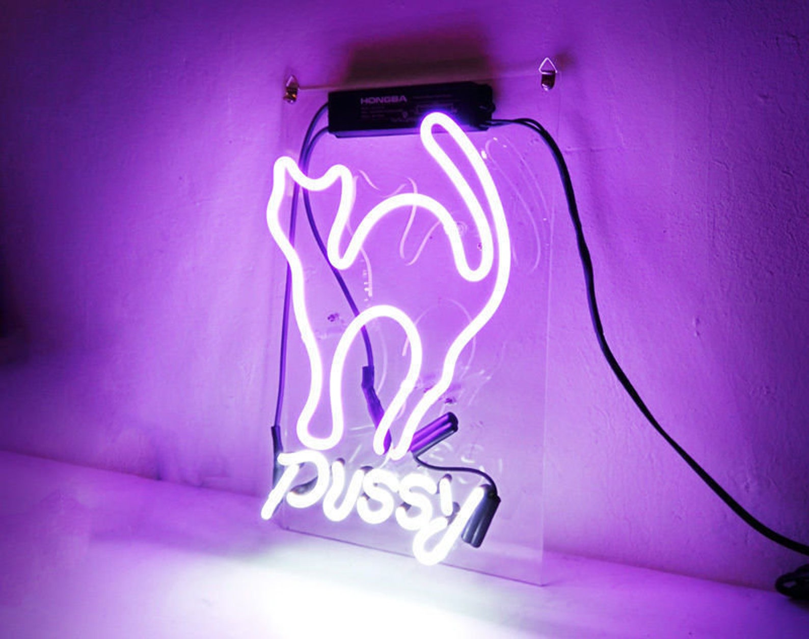 Pussy Cat Neon Sign Purple Room Decor Wall Mood Lamp Custom Etsy