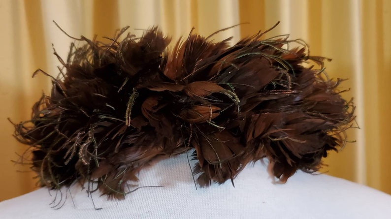 Vintage Feathered Collar With Deep Brown and Copper Brown Feathers and ...