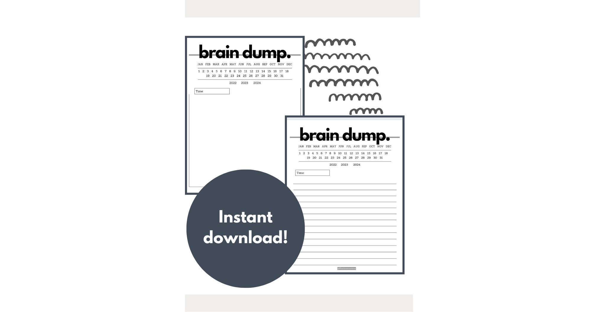 Brain Dump // Printable PDF // 2 Pages // Lines and No Lines // Journal ...