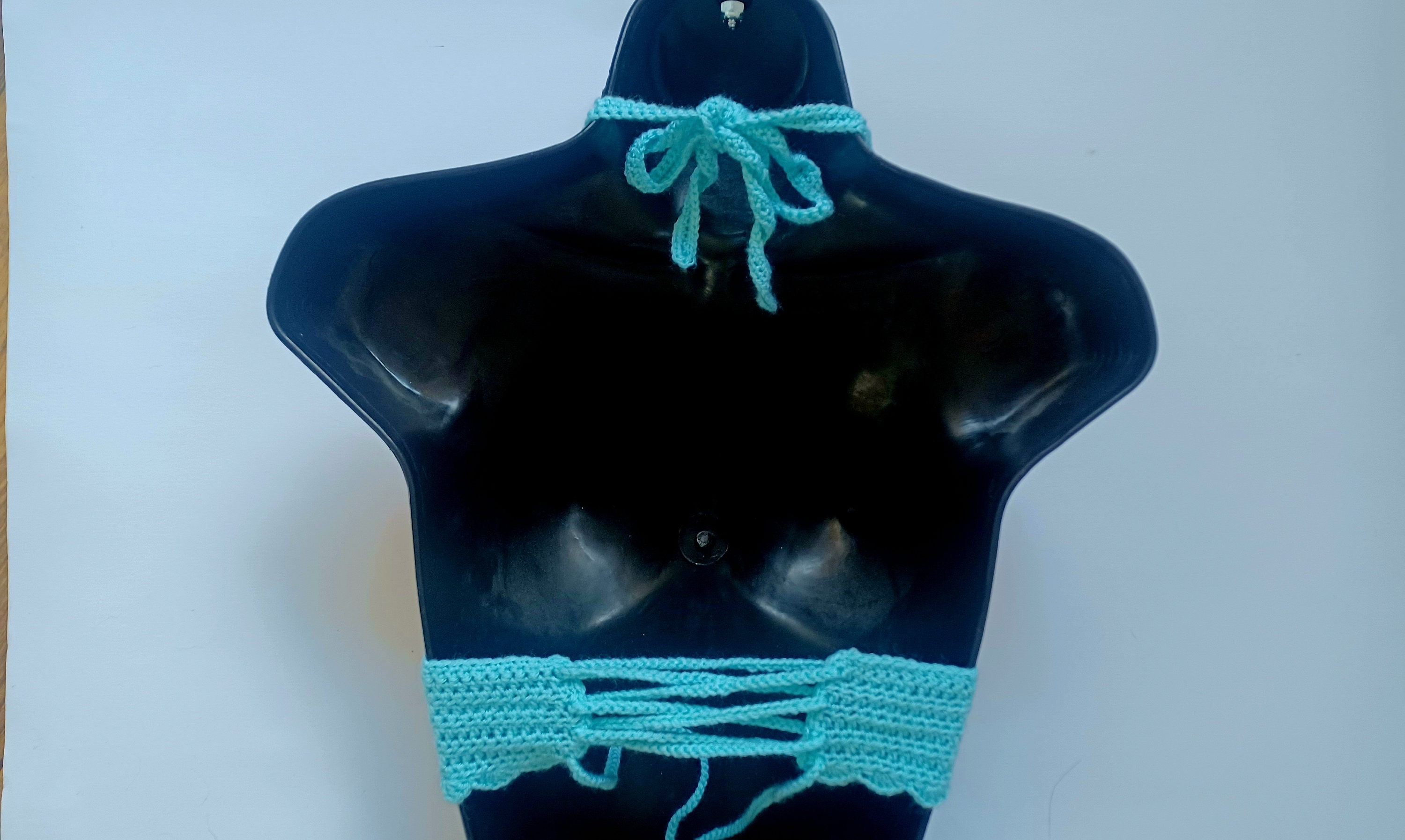 Handmade Crochet Bralette Pink Aqua Scalloped Edge Festival Crop Top ...