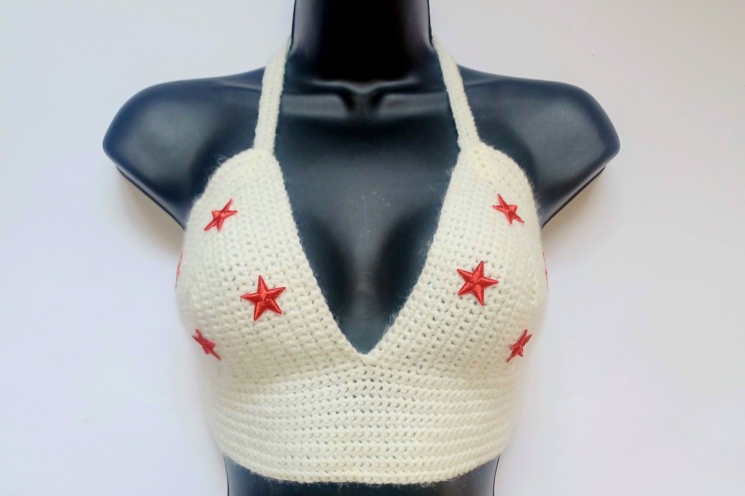 Crochet Bralette Festival Summer Crop Top Bra Stars - Etsy
