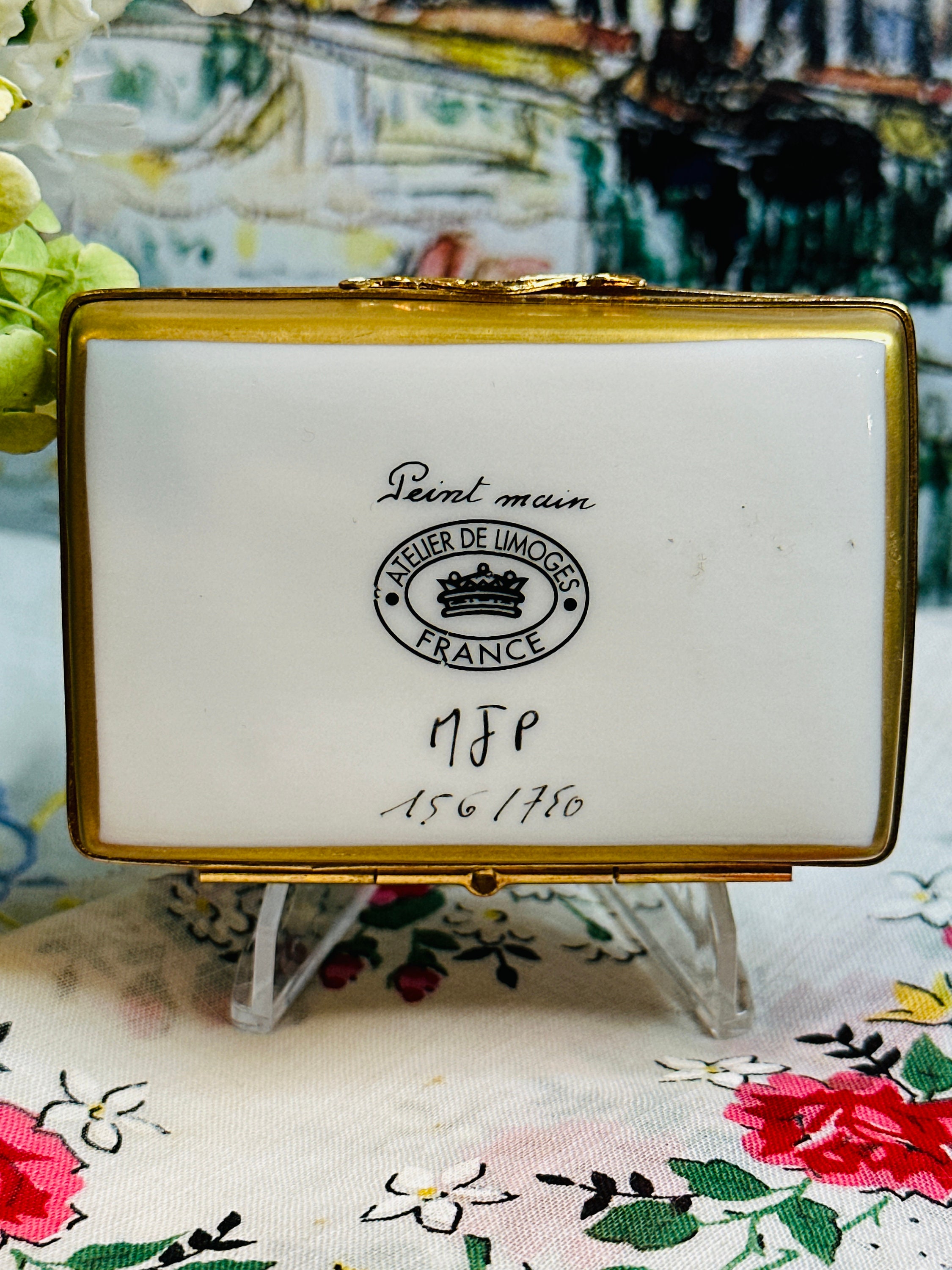 ATELIER De LIMOGES Monet japanese Bridge Painting Trinket Box Vtg ...