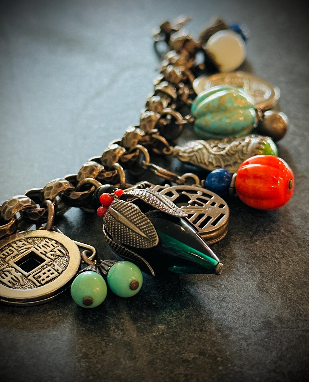 Vintage Napier Charm Bracelet: “shangri-la” Asian Dragon Themed, Unique ...