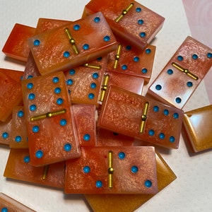 Professional Size Dominoes With Brass Spinners “orange Dream” - Etsy