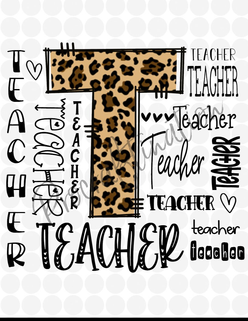 Teacher Typography Word Art Png Digital File - Etsy