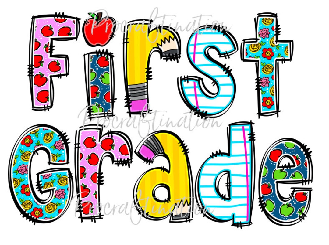 First Grade Doodle Letters Png Digital File - Etsy