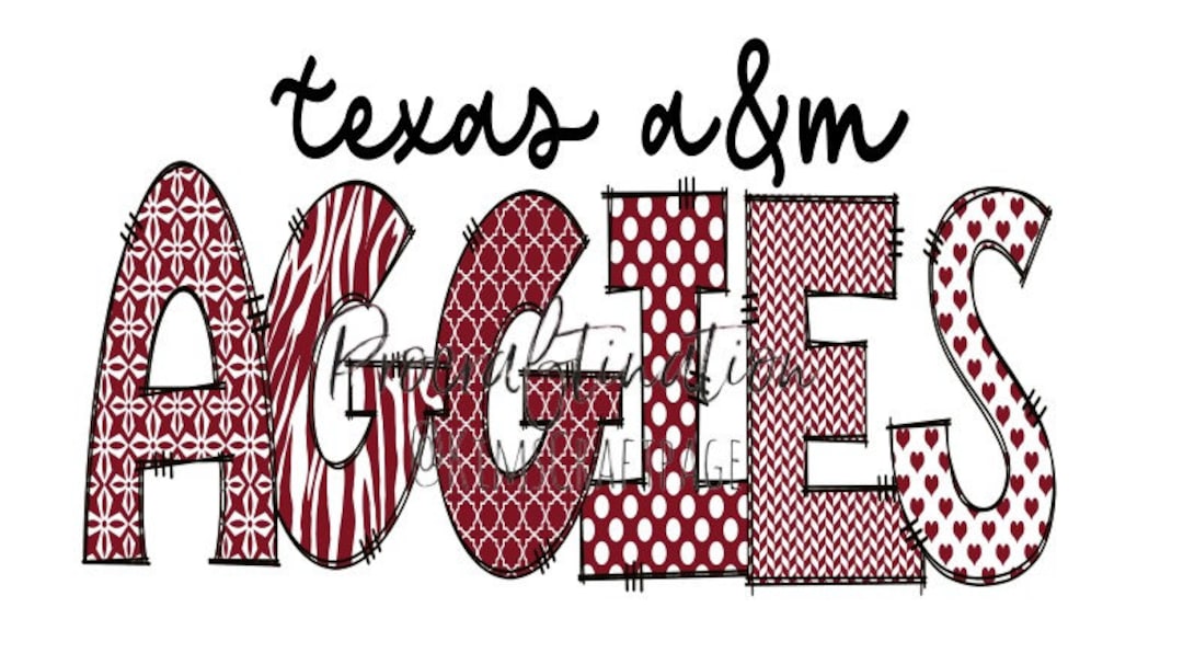 Texas A&M Aggies Doodle Letters Png Digital File - Etsy