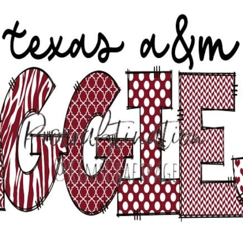 Texas A&M Aggies Doodle Letters Png Digital File - Etsy
