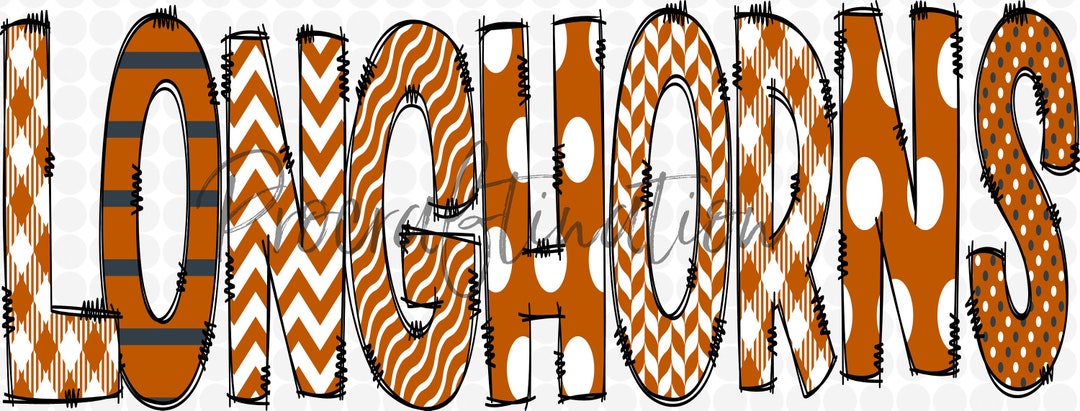 Longhorns Doodle Letters Png Digital File - Etsy