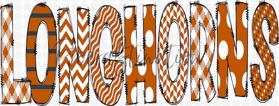 Longhorns Doodle Letters Png Digital File - Etsy