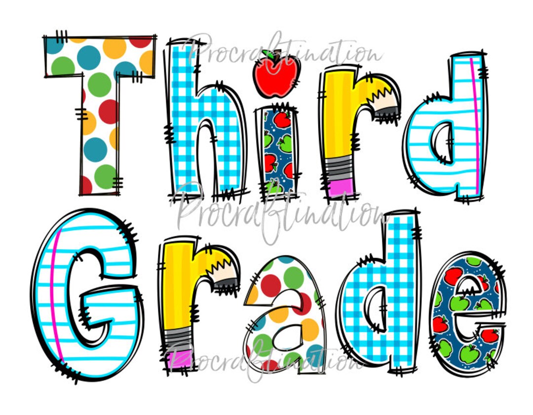 Third Grade Doodle Letters Png Digital File - Etsy