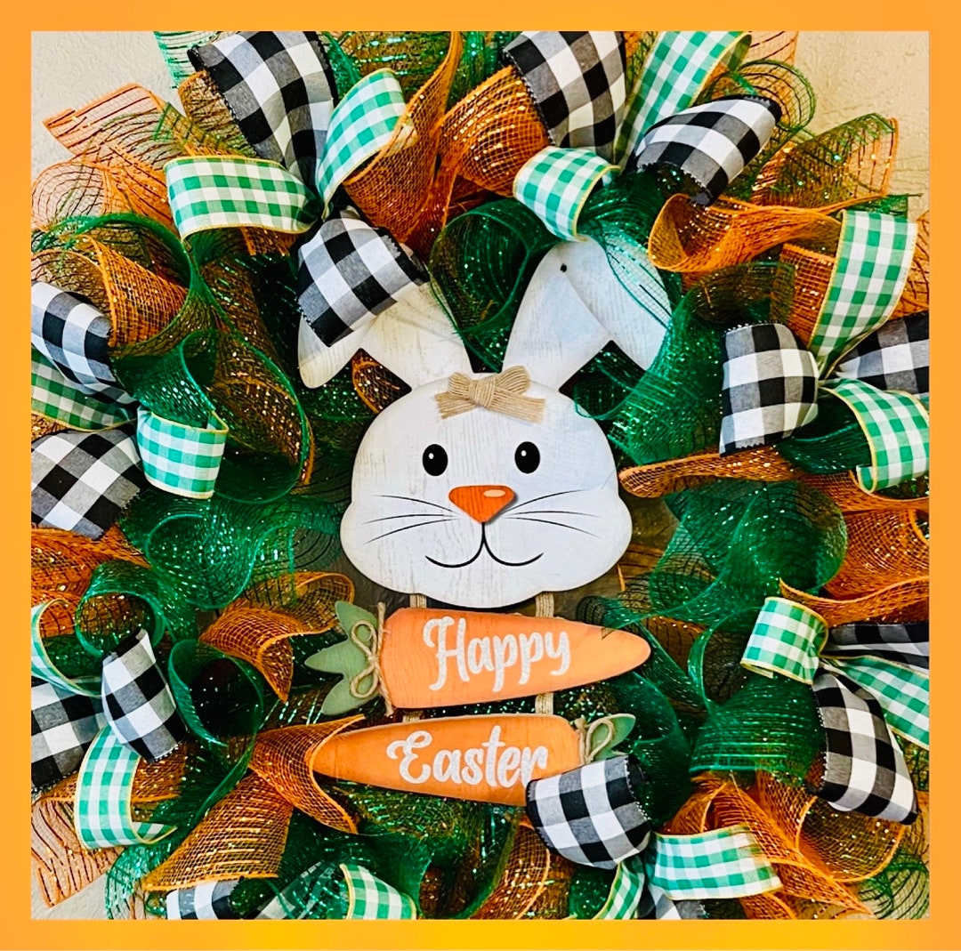 24 Happy Easter Wreath Orange/green - Etsy