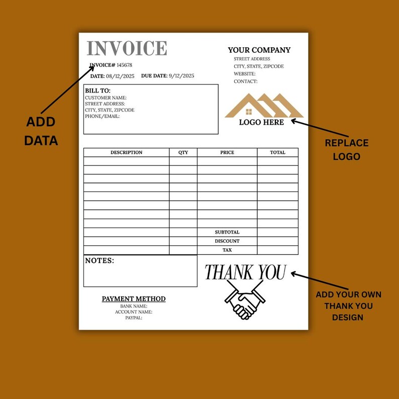 Minimalist Invoice Template | Editable Canva Invoice for Small Business ...