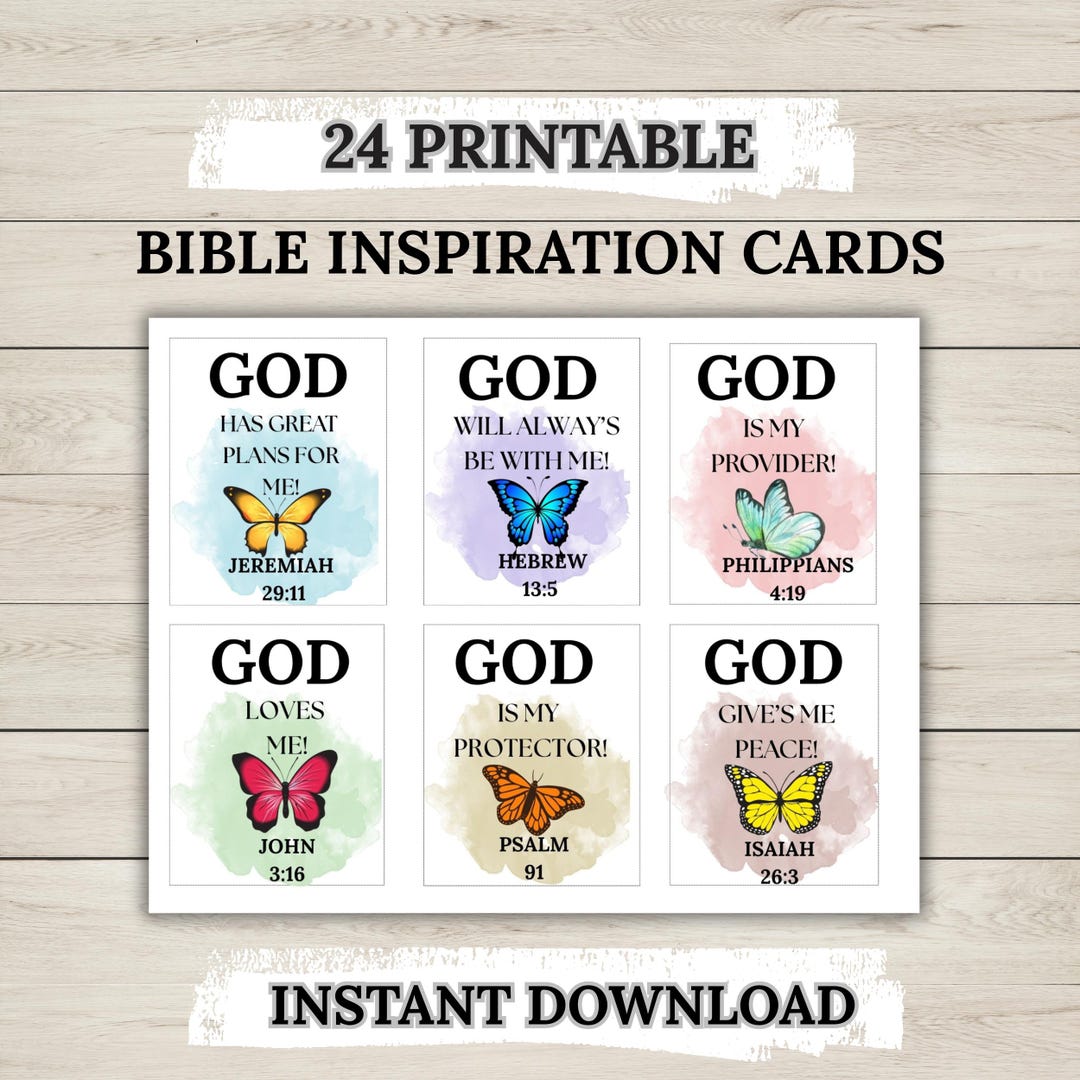 24 Bible Inspiration Cards | Christian Affirmation Cards Printable - Etsy