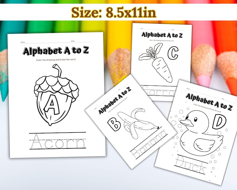 ABC Coloring Pages: 26 Alphabet Printables for Kids (digital Download ...