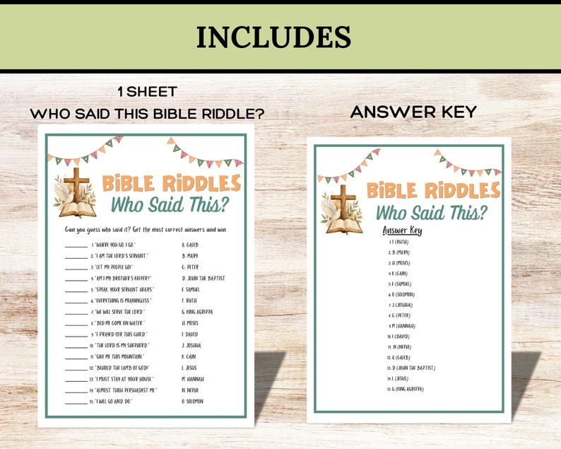 Bible Who Am I Trivia Game, Church Games Bible Trivia for Kids, Teens ...