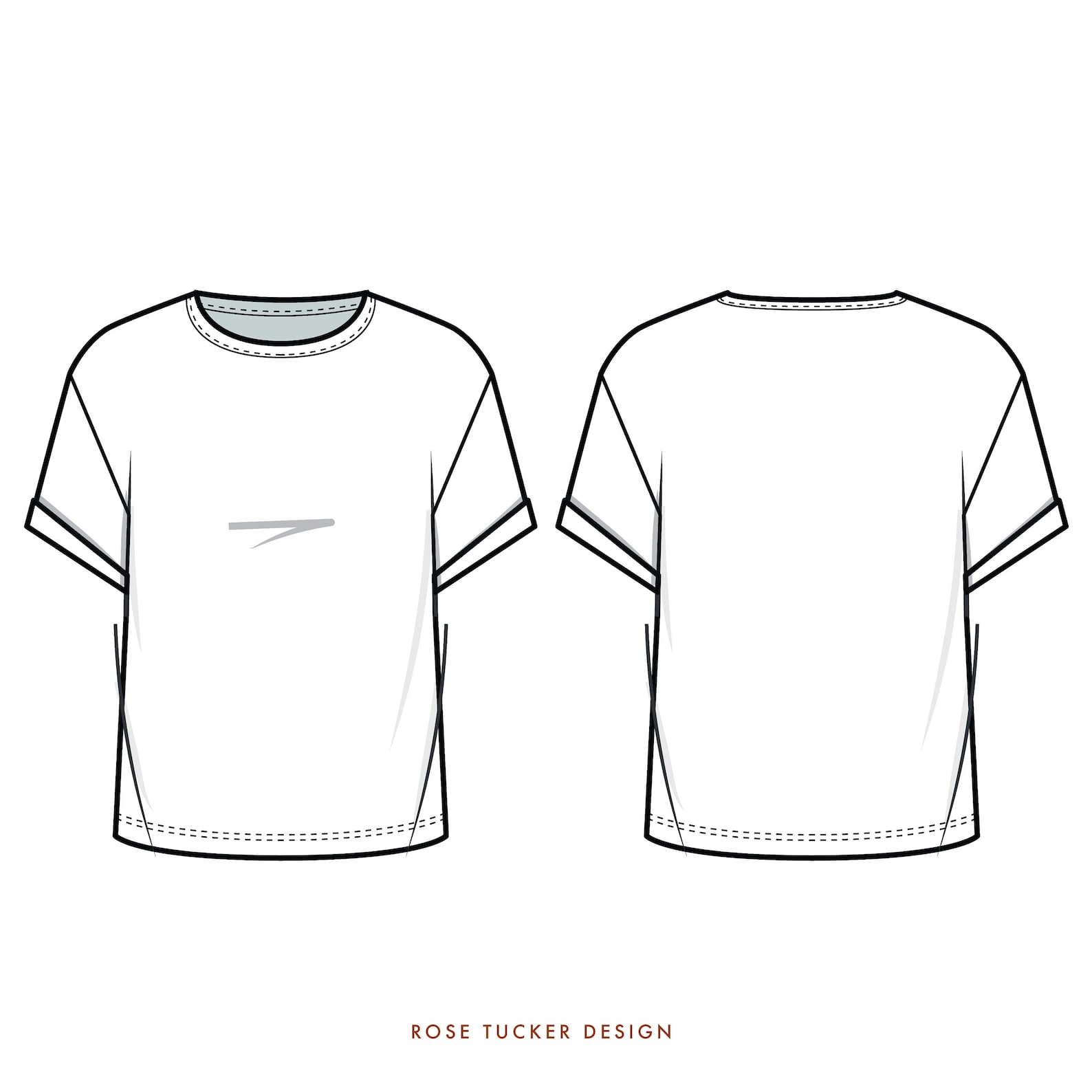 T-Shirt Basic Tee CAD Technical Flat Sketch Adobe | Etsy